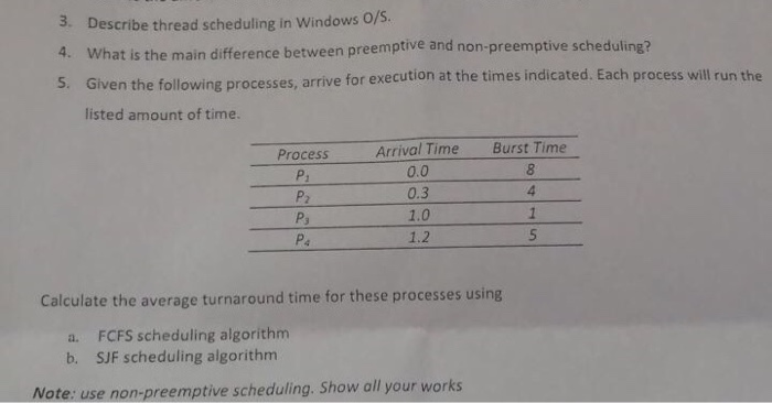 Solved 3. Describe thread scheduling in Windows O/S. 4. What | Chegg.com