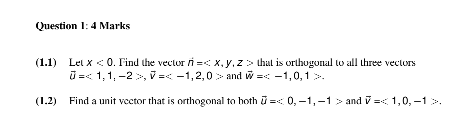 Solved Question 1: 4 ﻿Marks(1.1) ﻿Let x
