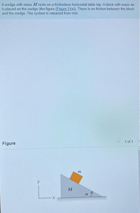 Solved A wedge with mass Mrests on a frictionless horizontal | Chegg.com