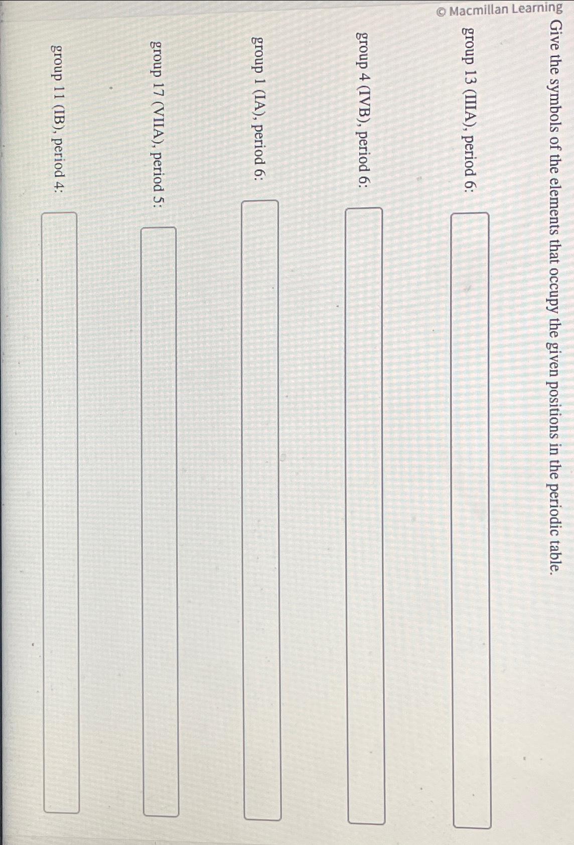 Solved Give the symbols of the elements that occupy the | Chegg.com