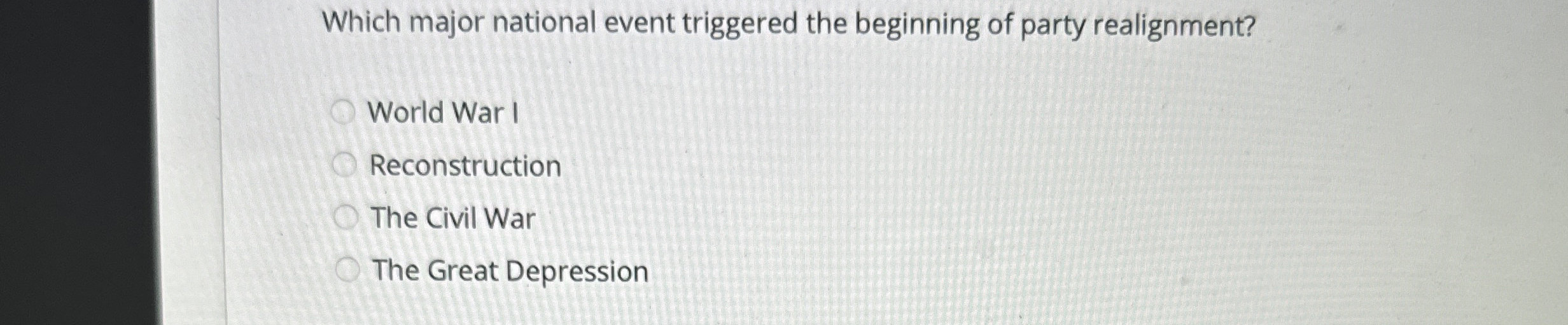 Solved Which major national event triggered the beginning of | Chegg.com