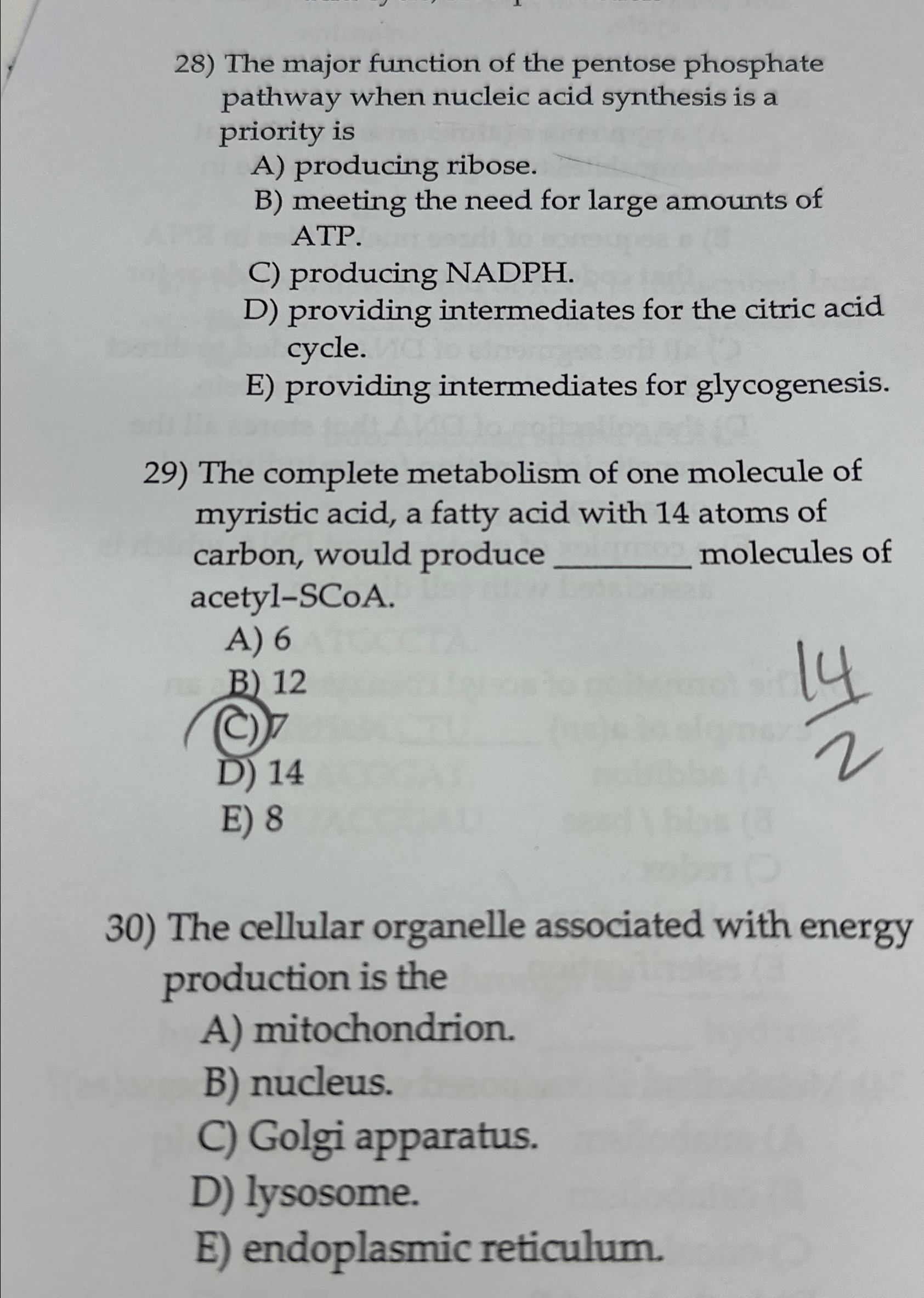 Solved The major function of the pentose phosphate pathway | Chegg.com