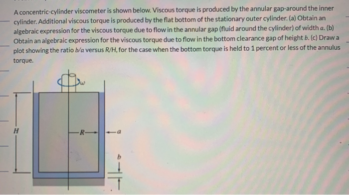 Solved A concentric-cylinder viscometer is shown below. | Chegg.com