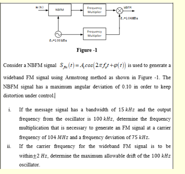 Solved WBFM NBFM Frequency Multiplier 1 =10401 Frequency | Chegg.com