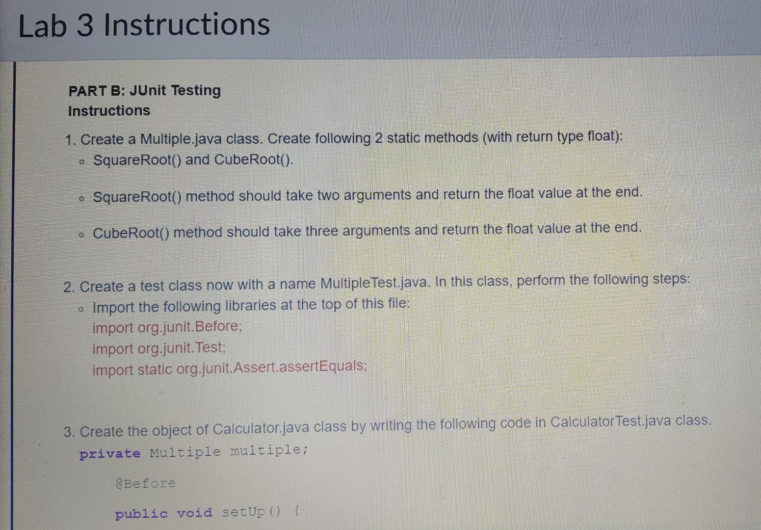 PART B: JUnit TestingWrite a Java program according | Chegg.com