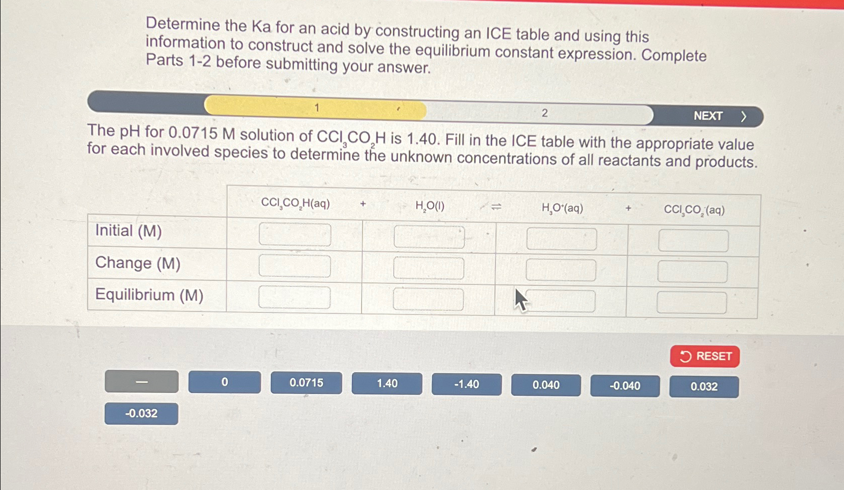Solved Determine the Ka for an acid by constructing an ICE | Chegg.com