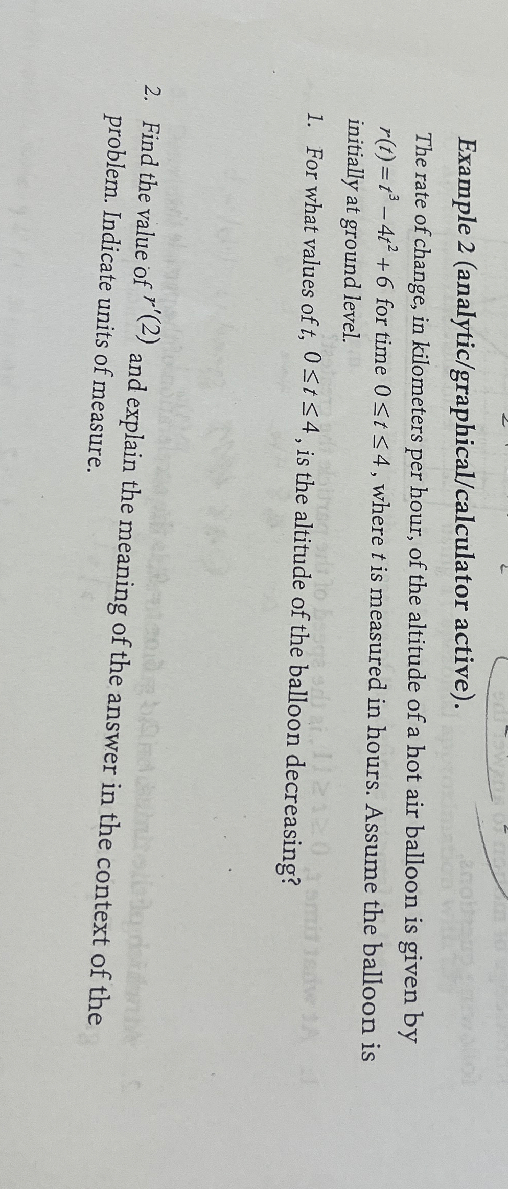 Solved Example 2 (analytic/graphical/calculator active).The | Chegg.com