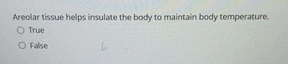 Solved Areolar tissue helps insulate the body to maintain | Chegg.com