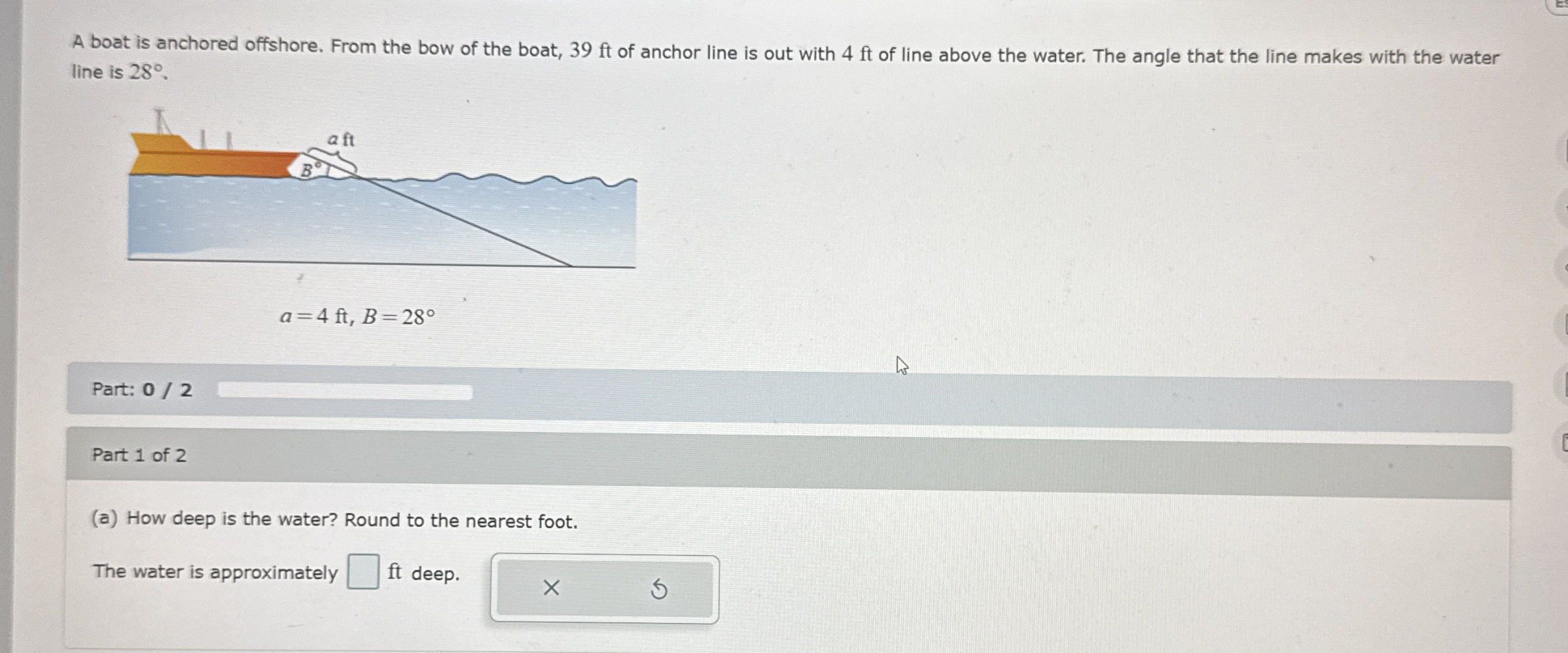 Solved A boat is anchored offshore. From the bow of the | Chegg.com