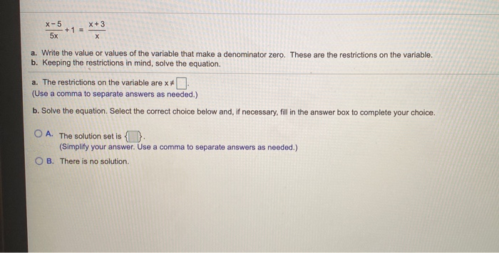 Solved X-5. - X+3 a. Write the value or values of the | Chegg.com
