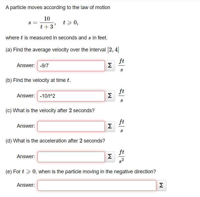 Solved A particle moves according to the law of | Chegg.com