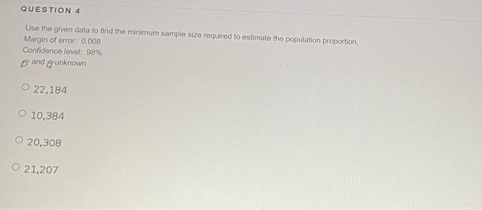 Solved Use the given data to find the minimum sample size | Chegg.com
