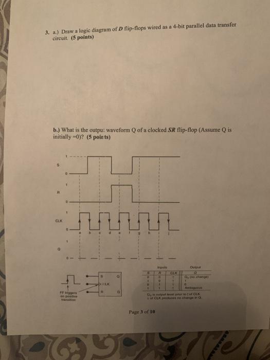 Solved 3a. Draw a logic diagram of D flop flops wired as a 4 | Chegg.com