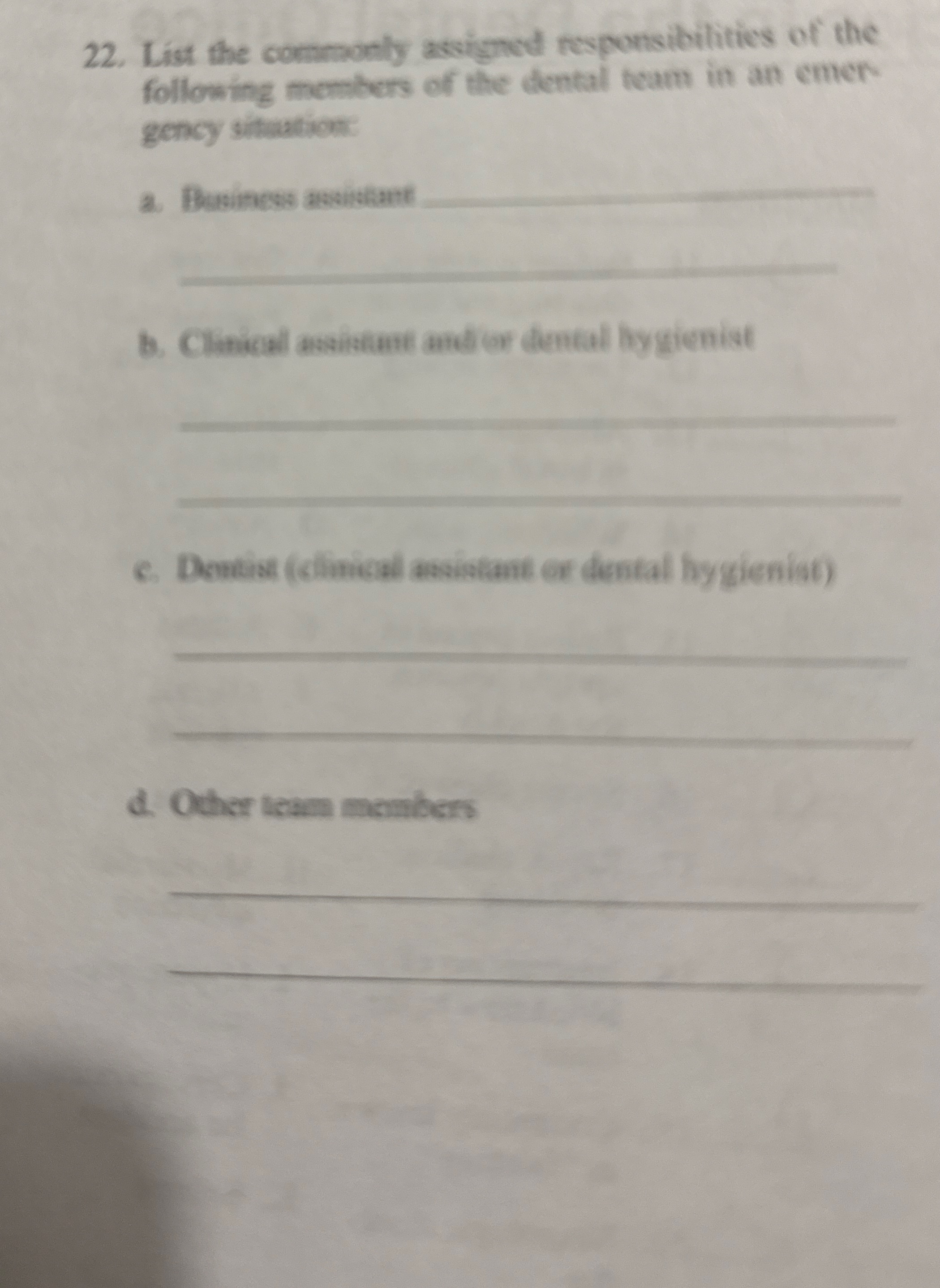 Solved List the commonly assigned responsibilities of the | Chegg.com