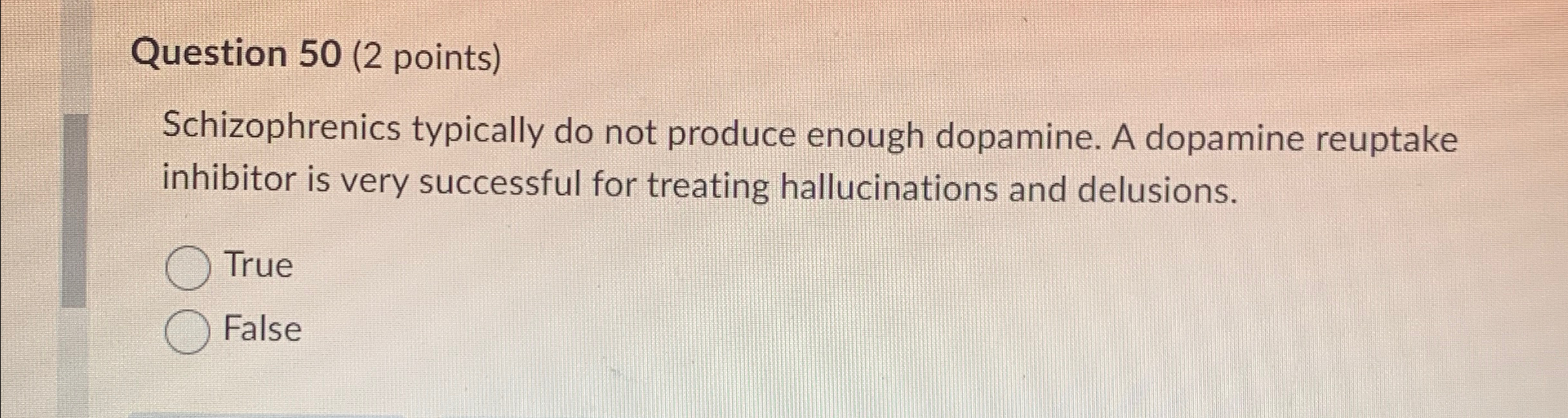 Solved Question 50 (2 ﻿points)Schizophrenics typically do | Chegg.com