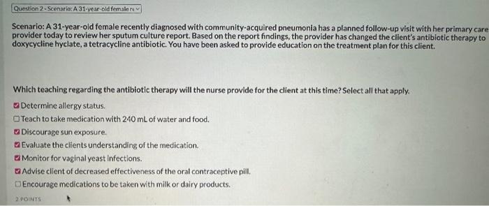 Solved Scenario: A 52-year-old female has been prescribed | Chegg.com