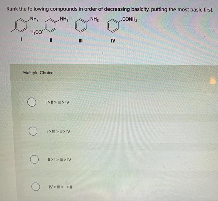 Solved Rank the following compounds in order of decreasing | Chegg.com