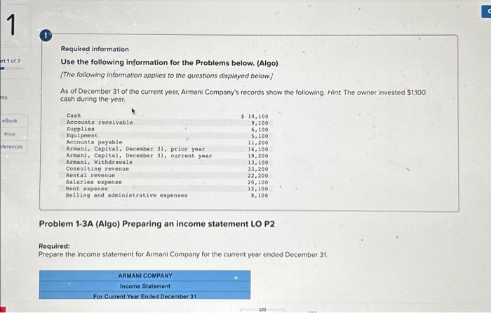 Solved 1 rt 1 of 3 nts eBook Print eferences Required | Chegg.com
