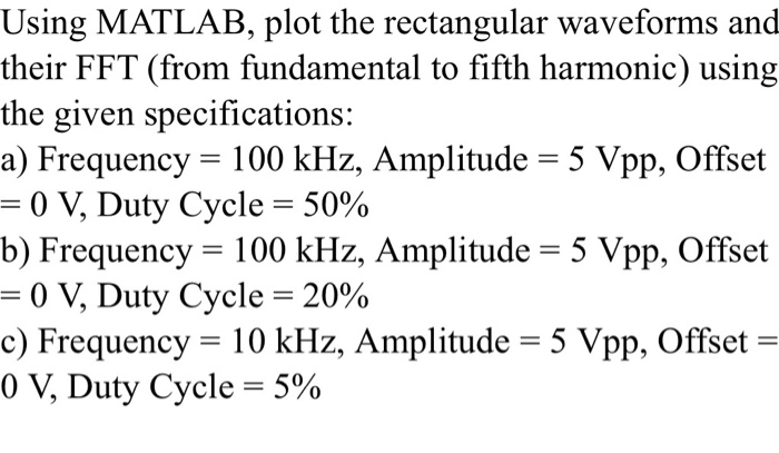 Solved Using MATLAB, plot the rectangular waveforms and | Chegg.com