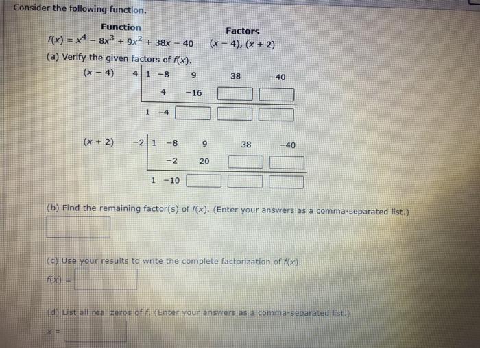 Solved Consider the following function. Function f(x) = x4 - | Chegg.com