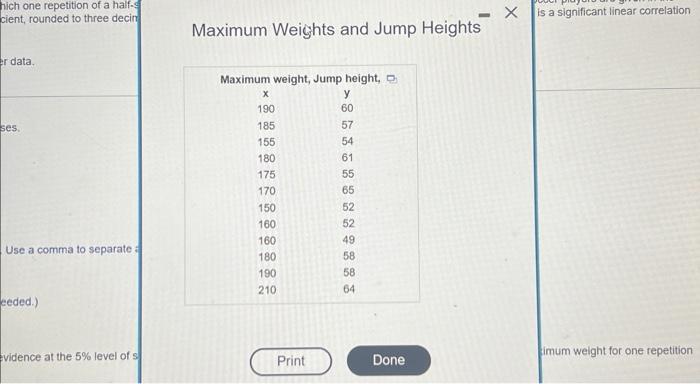 Solved The maximum weights (in kilograms) for which one | Chegg.com