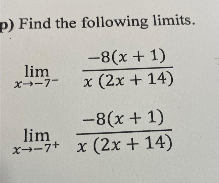 Solved Find the following limits. | Chegg.com