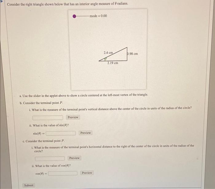 Solved Consider the right triangle shown below that has an | Chegg.com