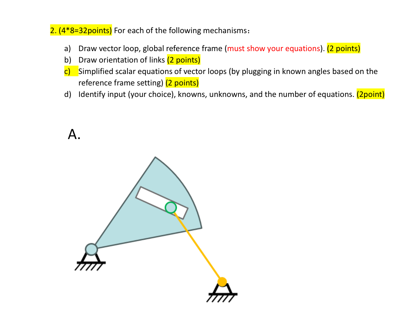 Solved a) ﻿Draw vector loop, global reference frame (must | Chegg.com