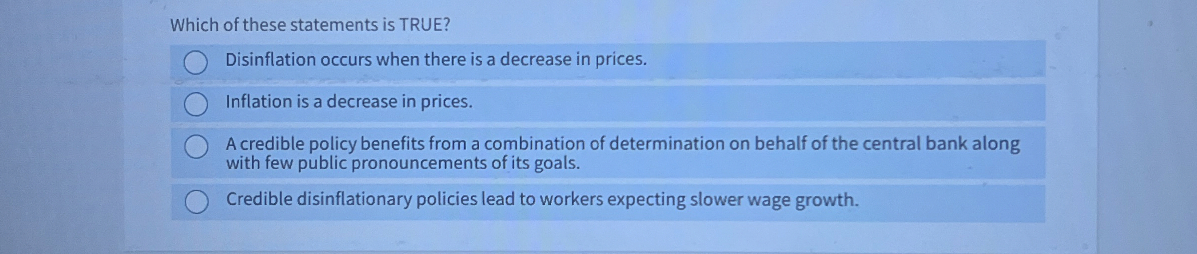 Solved Which of these statements is TRUE?Disinflation occurs | Chegg.com