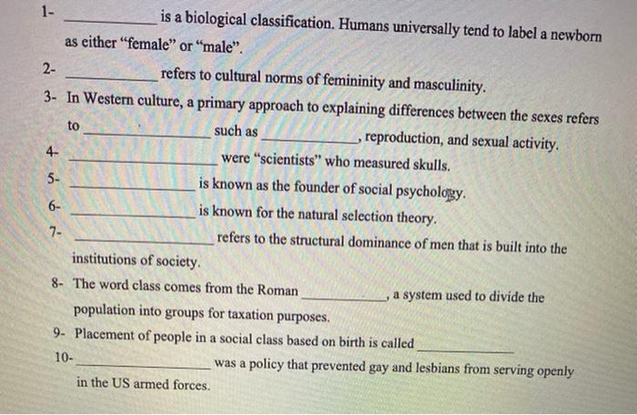 1- 5- is a biological classification. Humans | Chegg.com