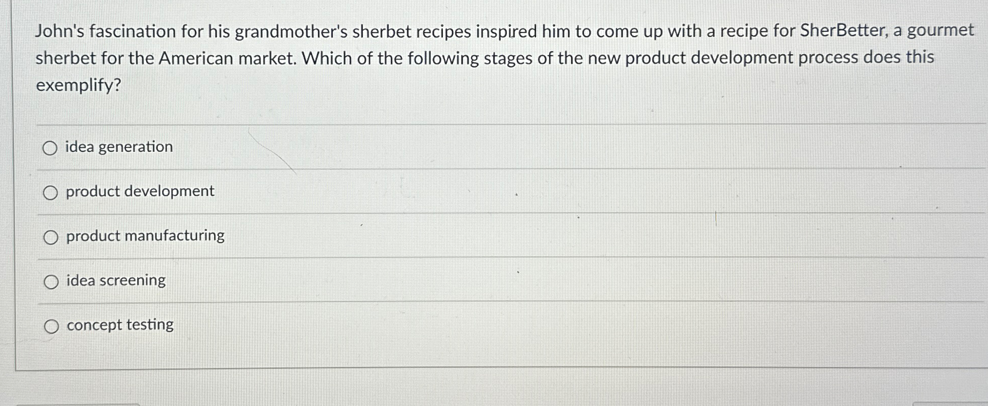 Solved John's fascination for his grandmother's sherbet | Chegg.com