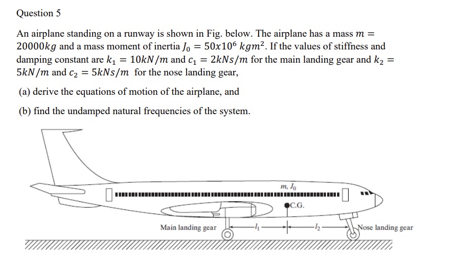Solved Question 5 ﻿An airplane standing on a runway is shown | Chegg.com