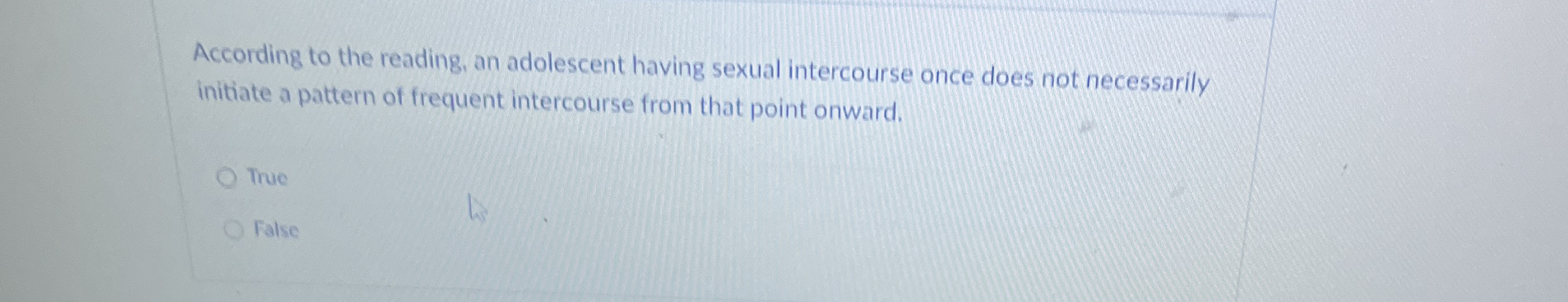 Solved According to the reading, an adolescent having sexual | Chegg.com