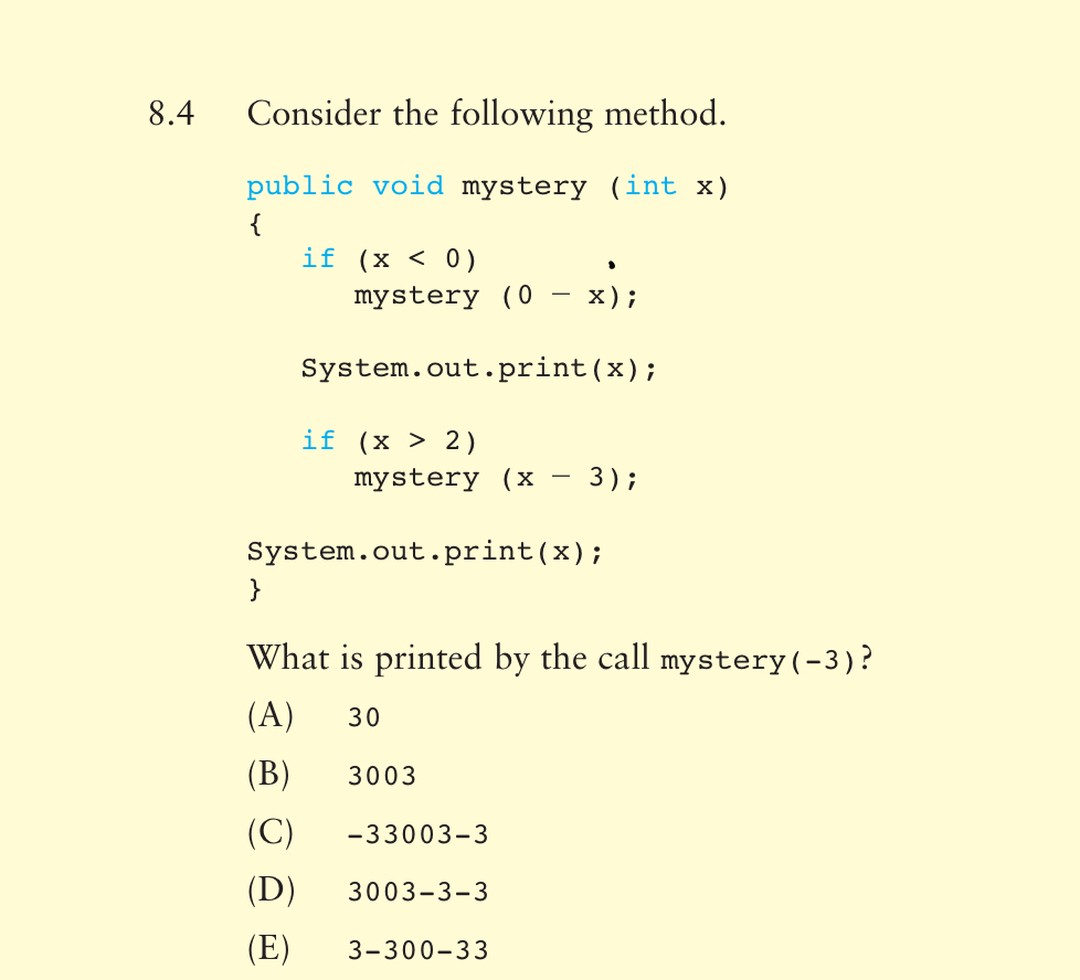 8.4 ﻿Consider the following method.public void | Chegg.com