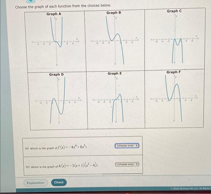 Solved Choose the graph of each function from the choices | Chegg.com