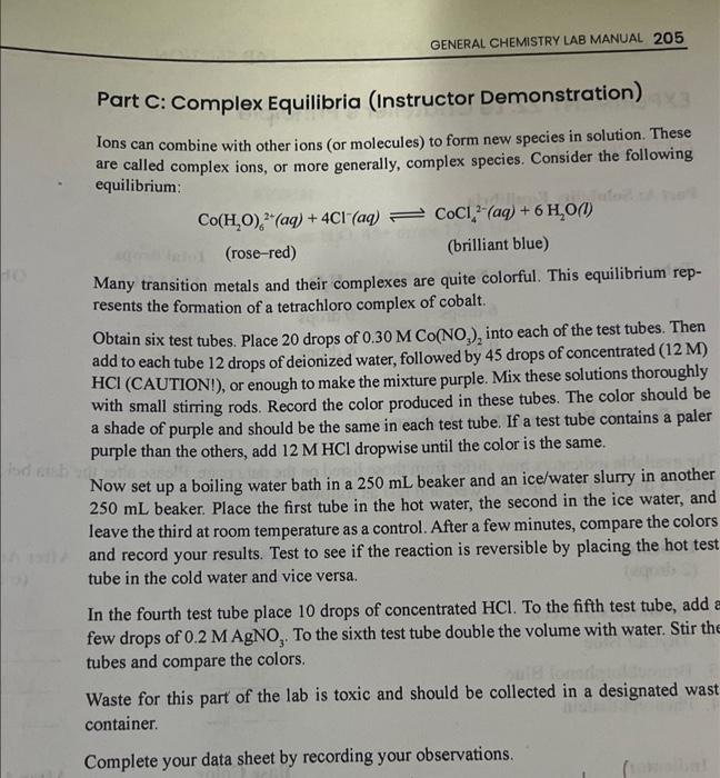 Solved Part C: Complex Equilibria (Instructor Demonstration) | Chegg.com