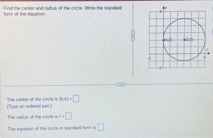 Solved Find the center and radius of the circle. Write the | Chegg.com