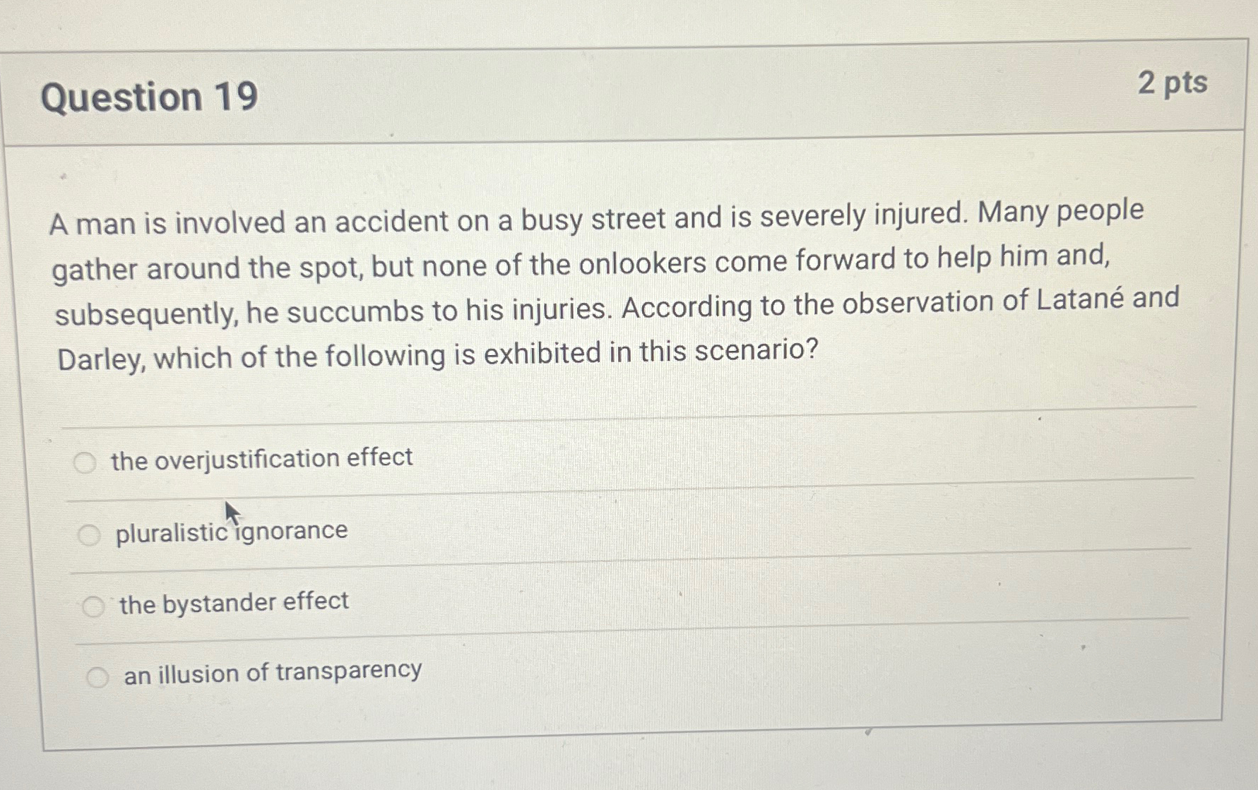 Solved Question 192 ﻿ptsA man is involved an accident on a | Chegg.com