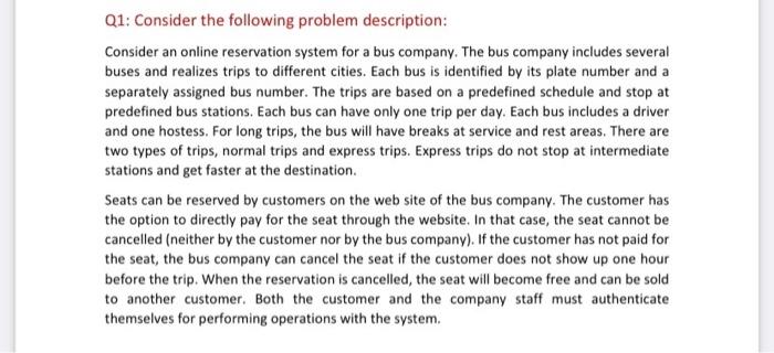 Solved Q1: Consider the following problem description: | Chegg.com