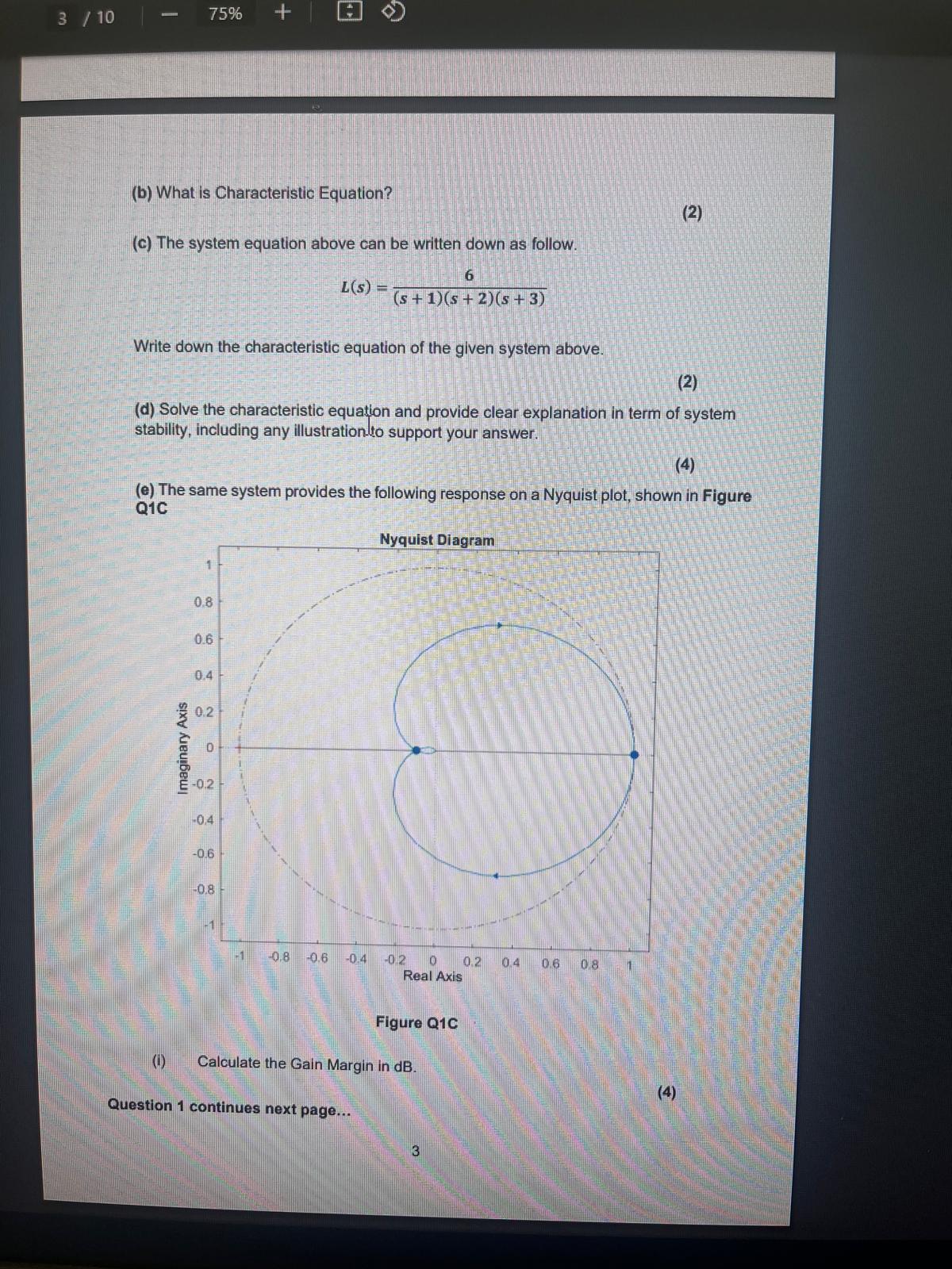 (b) ﻿What is Characteristic Equation?(c) ﻿The system | Chegg.com