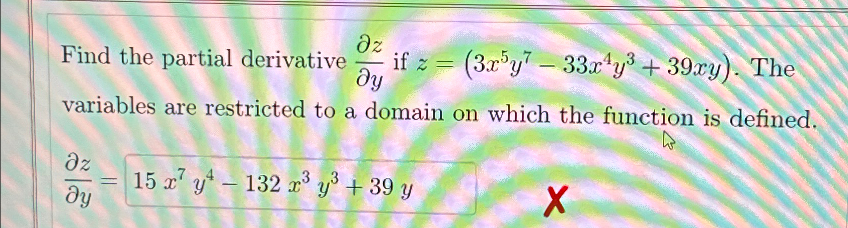 Solved Find the partial derivative delzdely ﻿if | Chegg.com