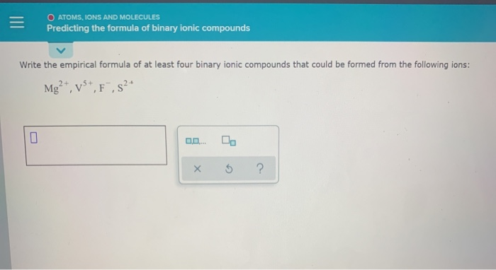 Solved O ATOMS, IONS AND MOLECULES Predicting the formula of | Chegg.com