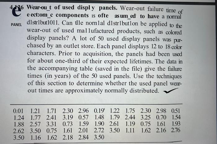 Solved Wear-ou t of used displ y panels. Wear-out failure | Chegg.com