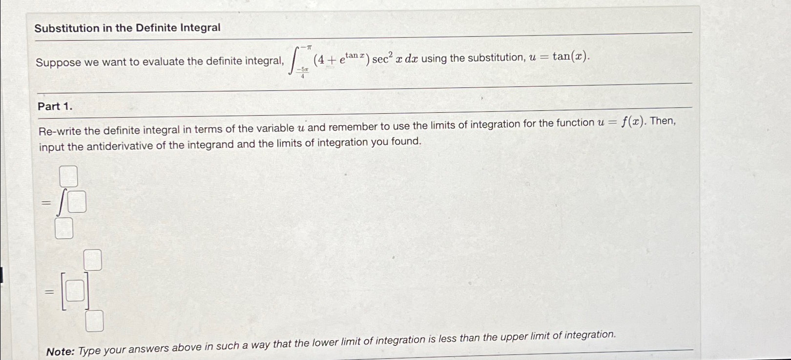 Solved Substitution in the Definite IntegralSuppose we want | Chegg.com