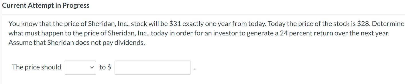 Current Attempt in ProgressYou know that the price of | Chegg.com