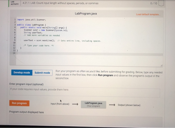 Solved: 4.21 LAB: Count input length without spaces, perio
