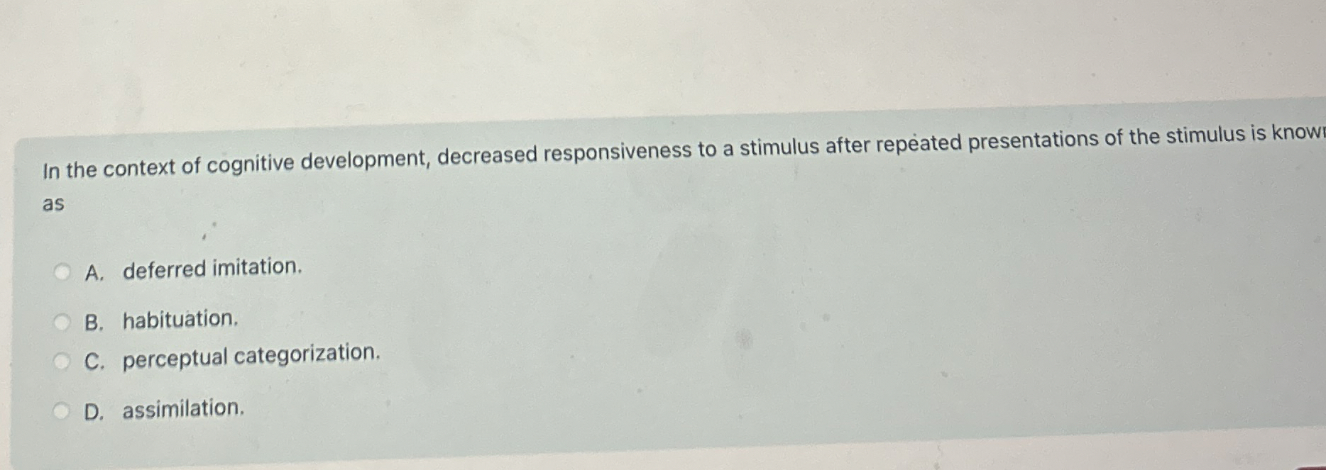 Solved In the context of cognitive development, decreased | Chegg.com