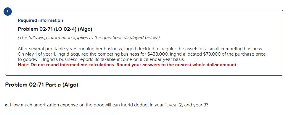Solved !Required informationProblem 02-71 (LO | Chegg.com