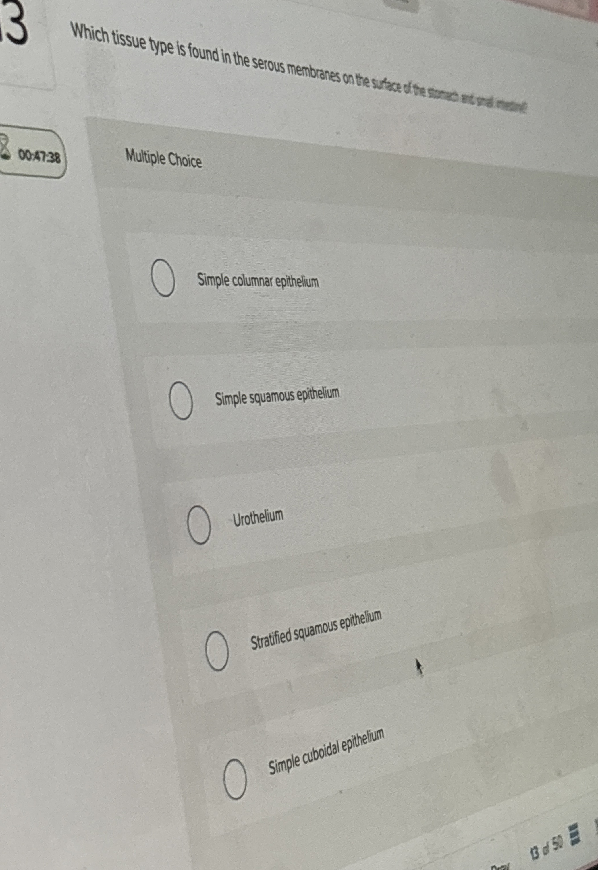 Solved Which tissue type is found in the serous membranes on | Chegg.com