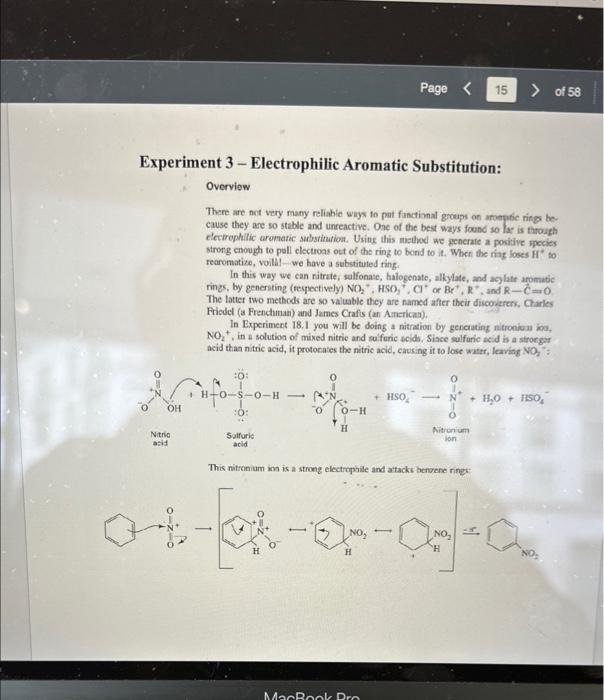 Solved Experiment 3 - Electrophilic Aromatic Substitution: | Chegg.com